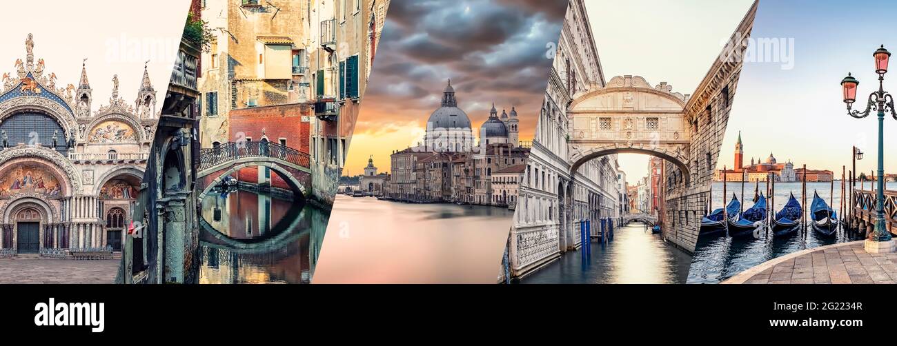 Collage of landmarks of venice hi-res stock photography and images - Alamy