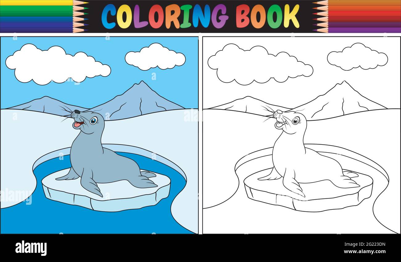 Coloring book with seal cartoon Stock Vector Image & Art - Alamy