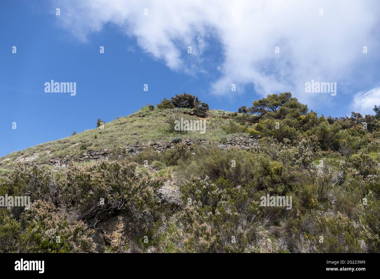 Hill with stone walls built on it Stock Photo - Alamy