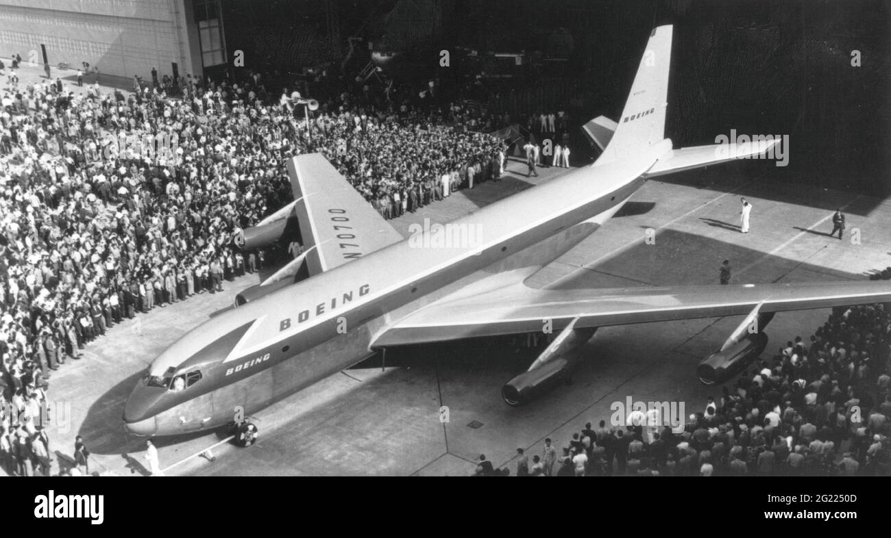 Boeing 707 Aircraft Black And White Silhouette