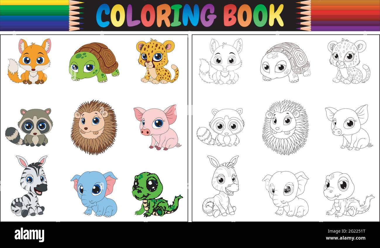 Coloring book with wild animals collections Stock Vector Image & Art ...