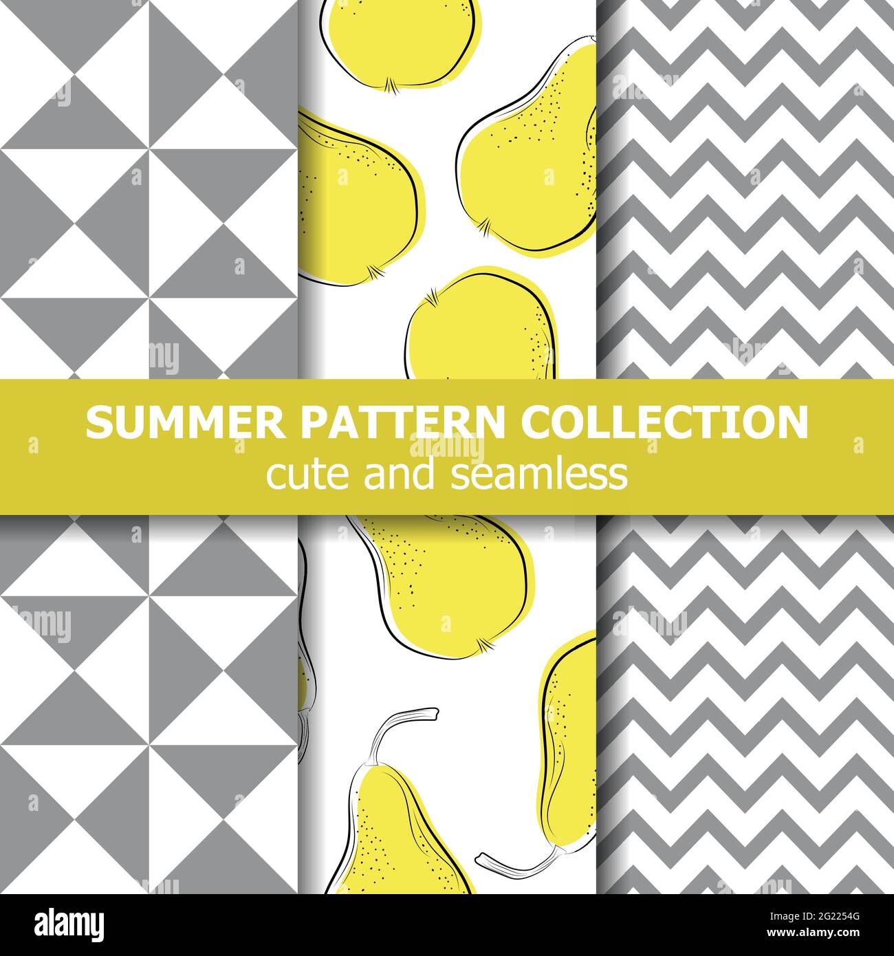 Cute summer pattern collection. Pears theme. Summer banner. Vector ...