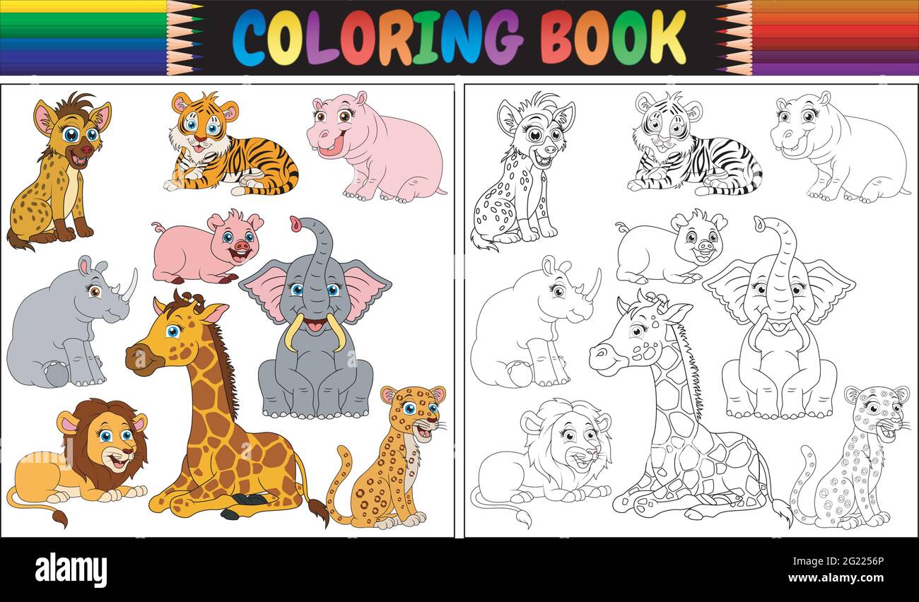 African animals coloring page set hi-res stock photography and images ...
