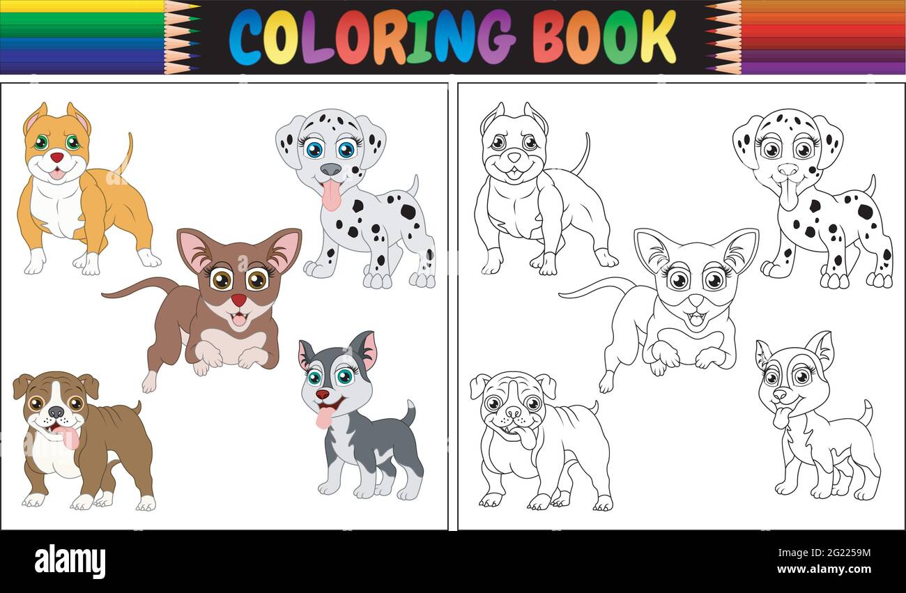 Set of dog coloring page hi-res stock photography and images - Alamy