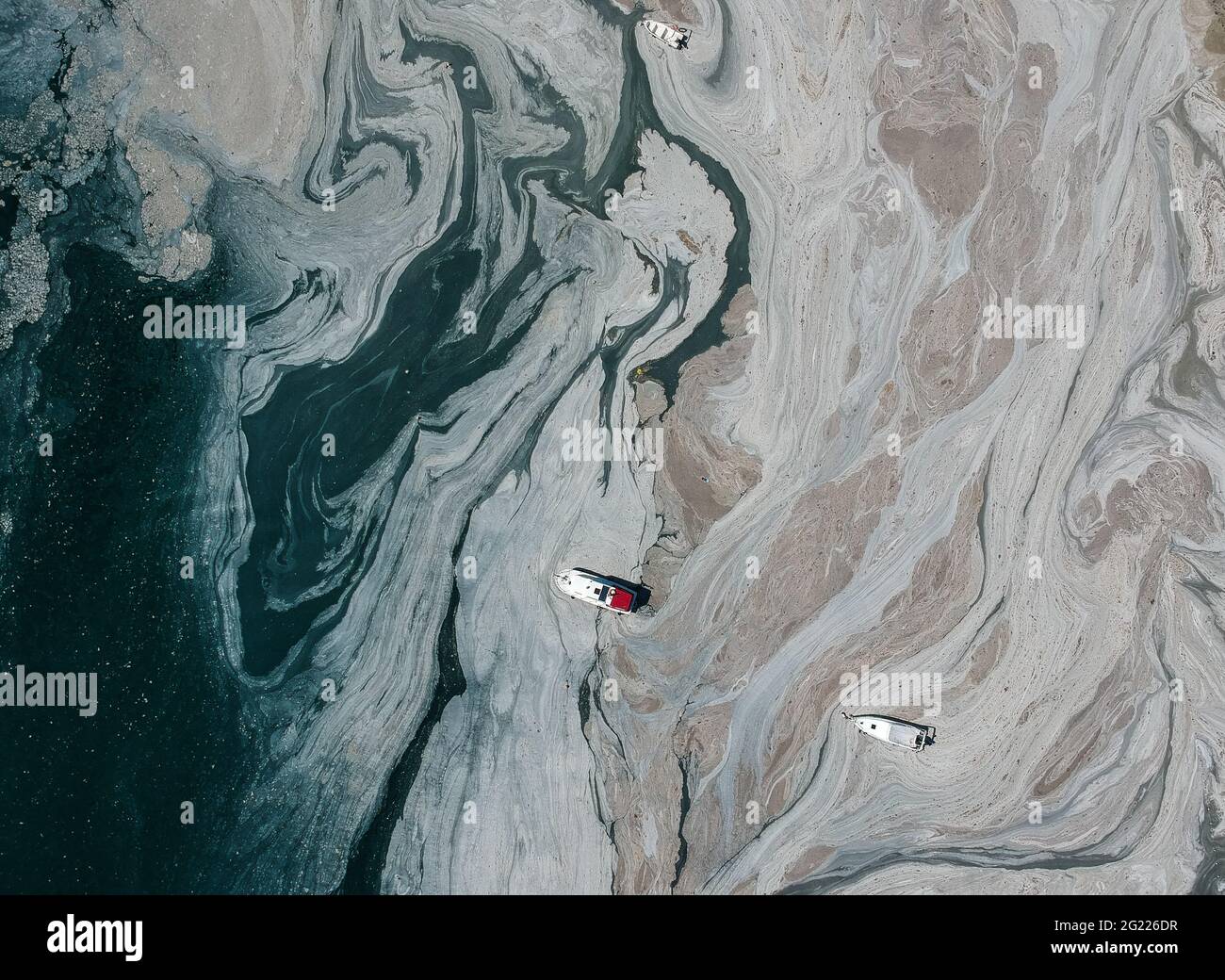 Photo taken on June 7, 2021 shows a mucus-like substance known as sea ...