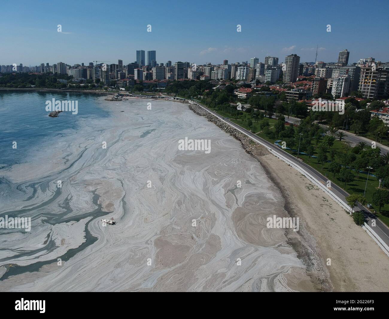 Photo taken on June 7, 2021 shows a mucus-like substance known as sea ...