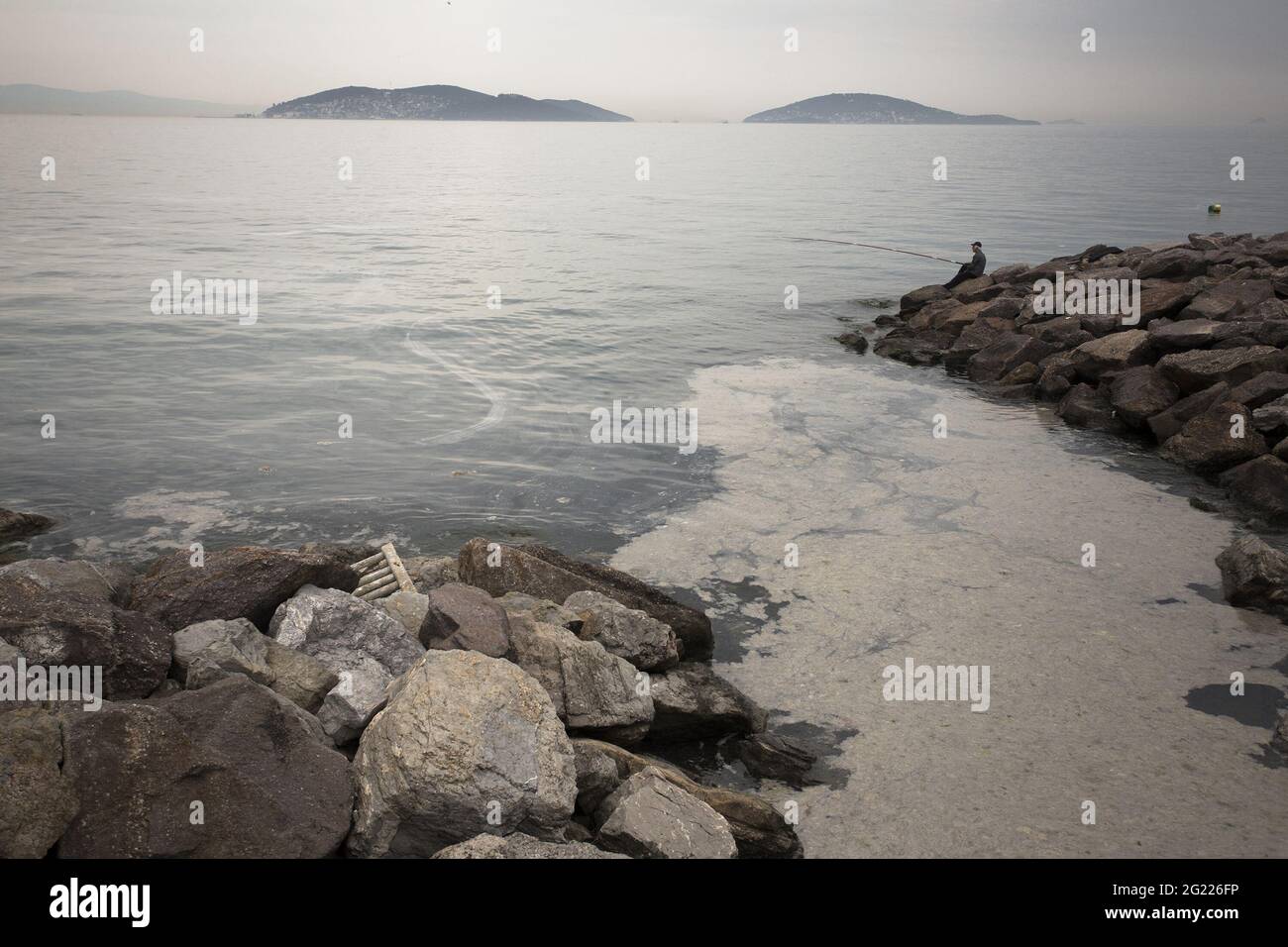 Photo taken on June 7, 2021 shows a mucus-like substance known as sea ...