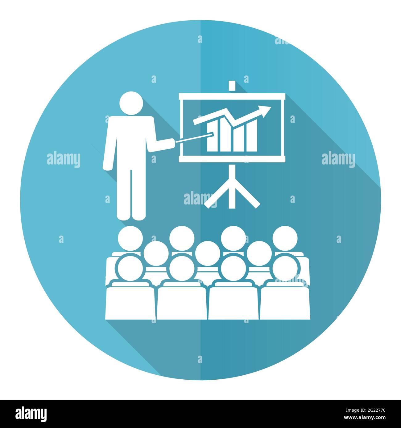 Lesson vector icon, flat design seminar symbol, round web presentation ...