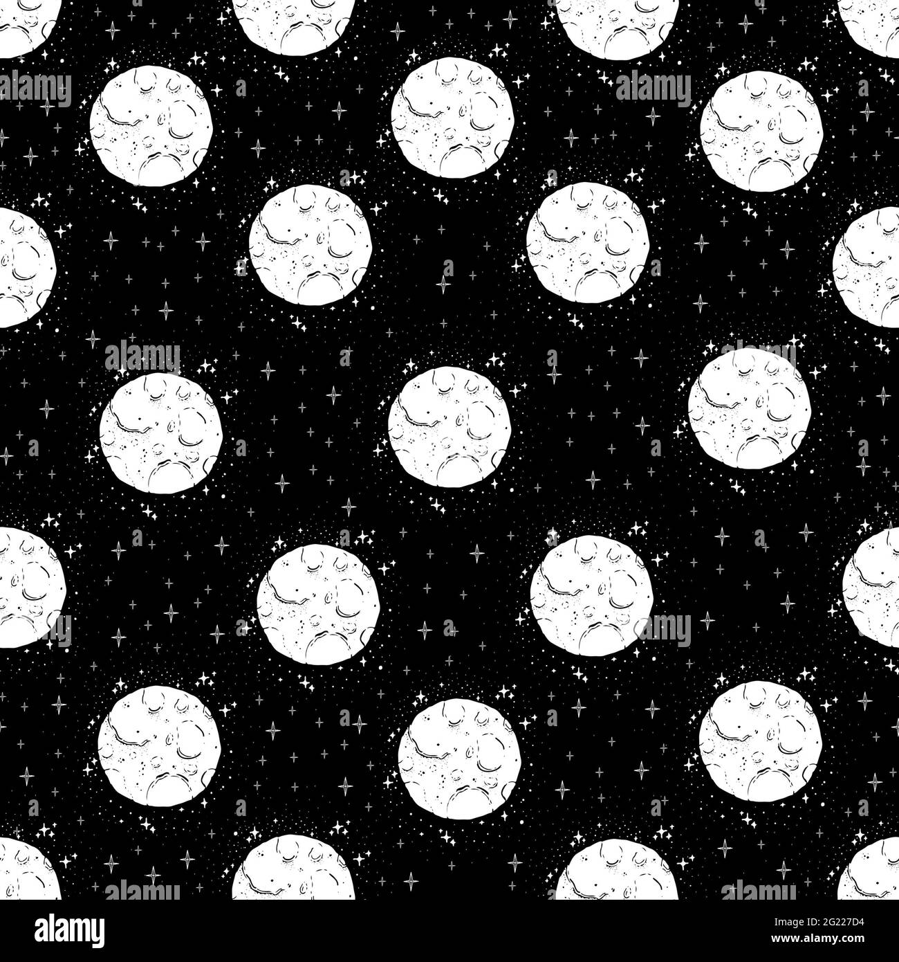 Seamless pattern moon abstract symbol space.Astrology background doodle ...