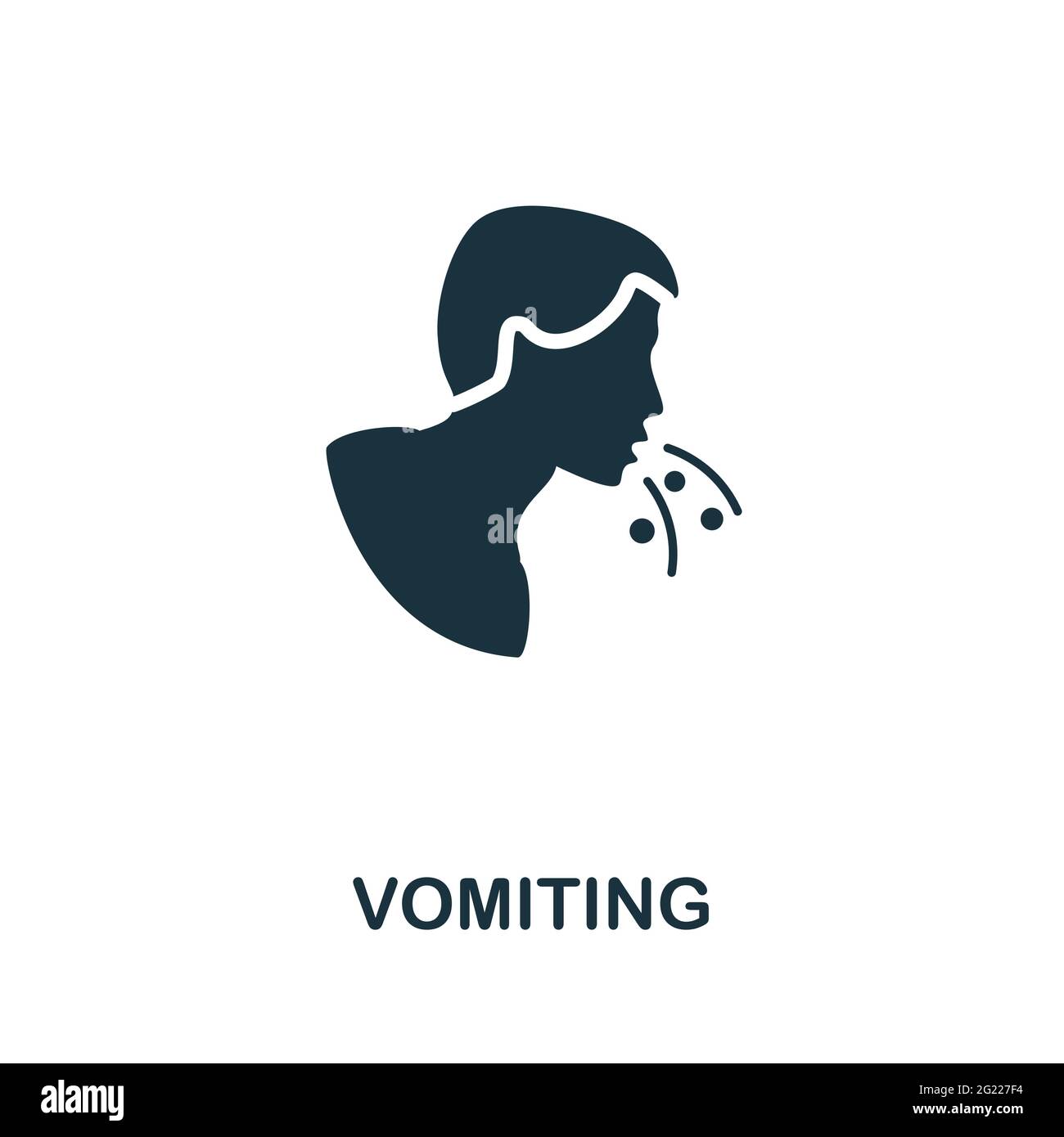 Vomiting icon. Monochrome simple element from coronavirus symptoms ...