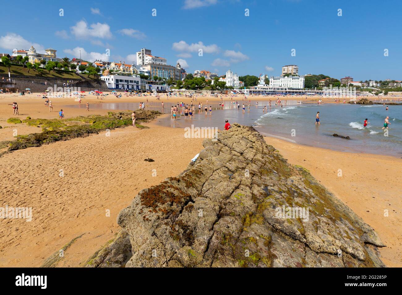 Beach in Santander, Spain. Resort town known for its sandy beach Stock ...