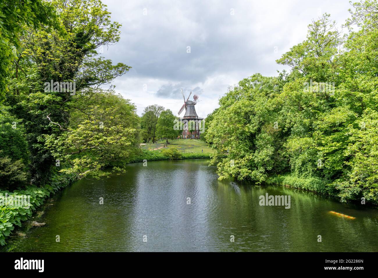 Bremen, Germany - May 25, 2021: view of the historic Am Wall windmill ...