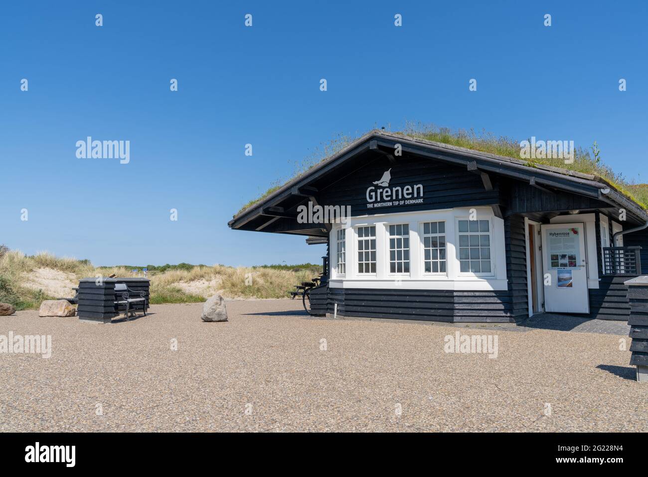 Skagen, Denmark - 4 June, 2021:tourist information building in Grenen ...