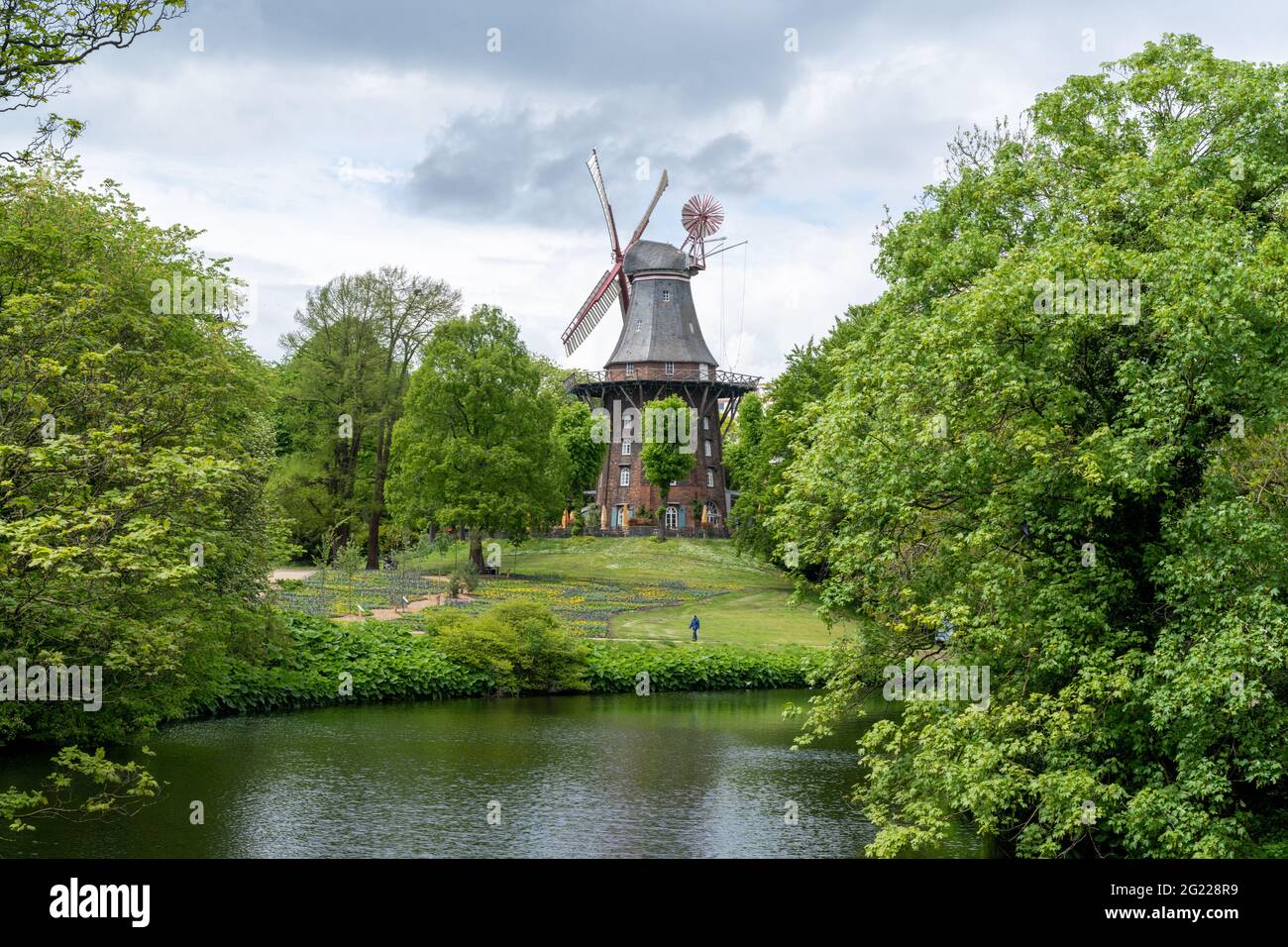 Bremen, Germany - May 25, 2021: view of the historic Am Wall windmill ...