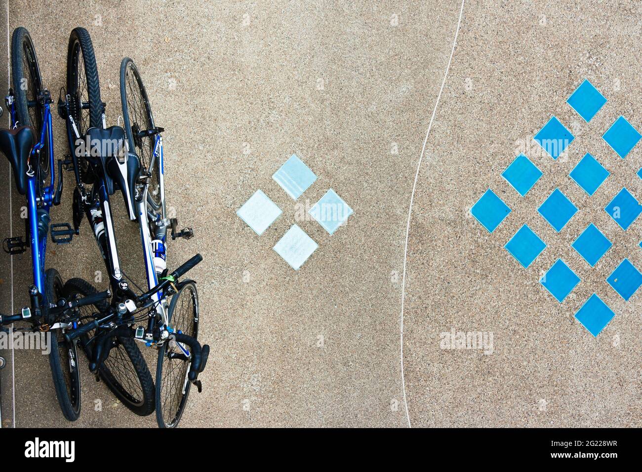 Bird eye view of bicycles parked on the ground Stock Photo - Alamy
