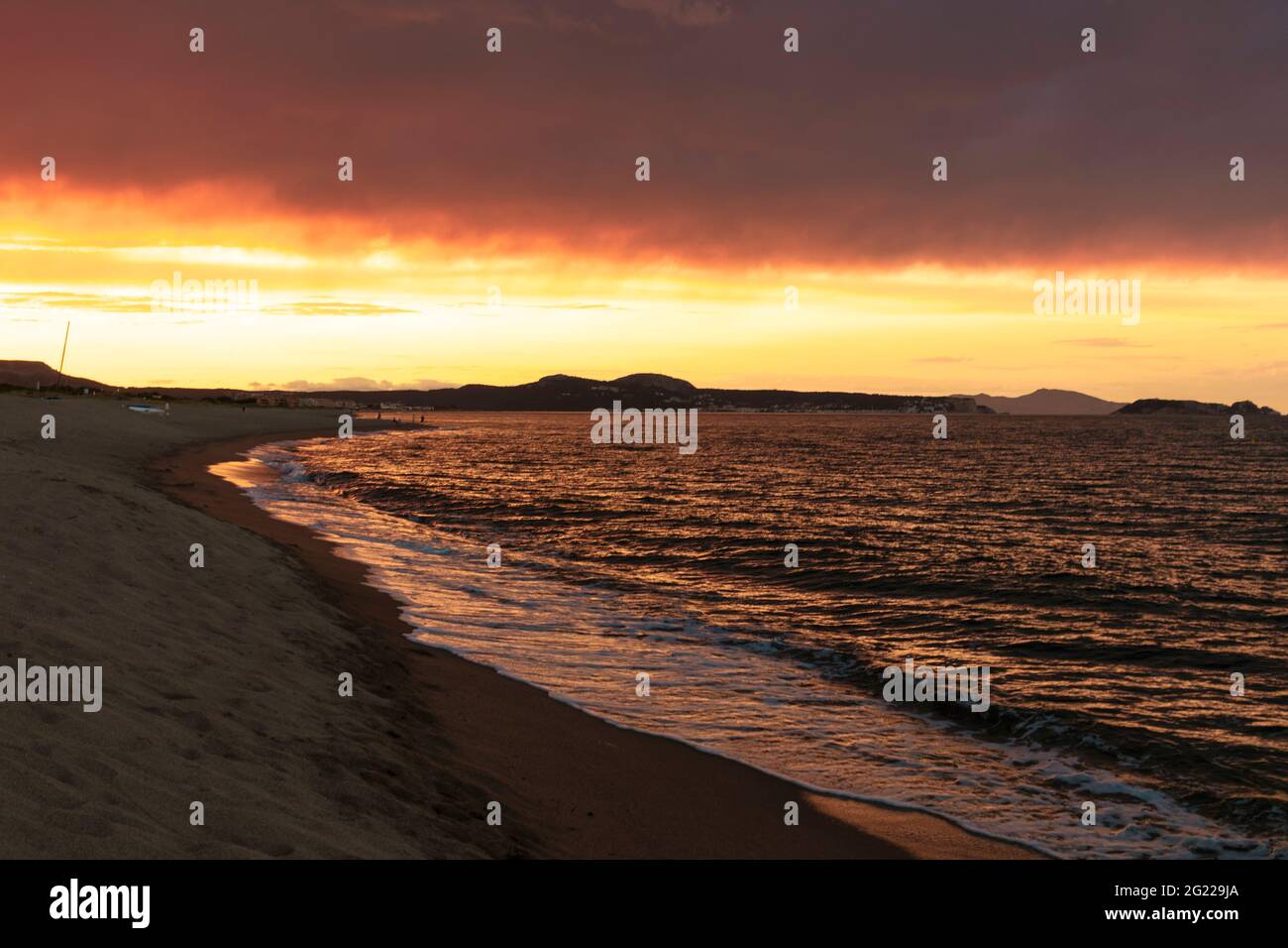 Costa Brava beach in Girona at sunrise Stock Photo - Alamy