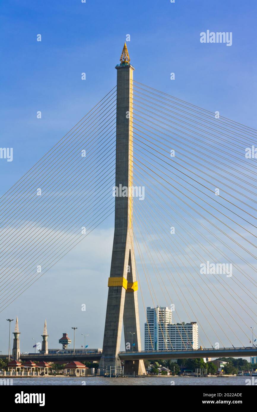 Rama VIII Bridge, Suspension bridge in Bangkok, Thailand Stock Photo ...