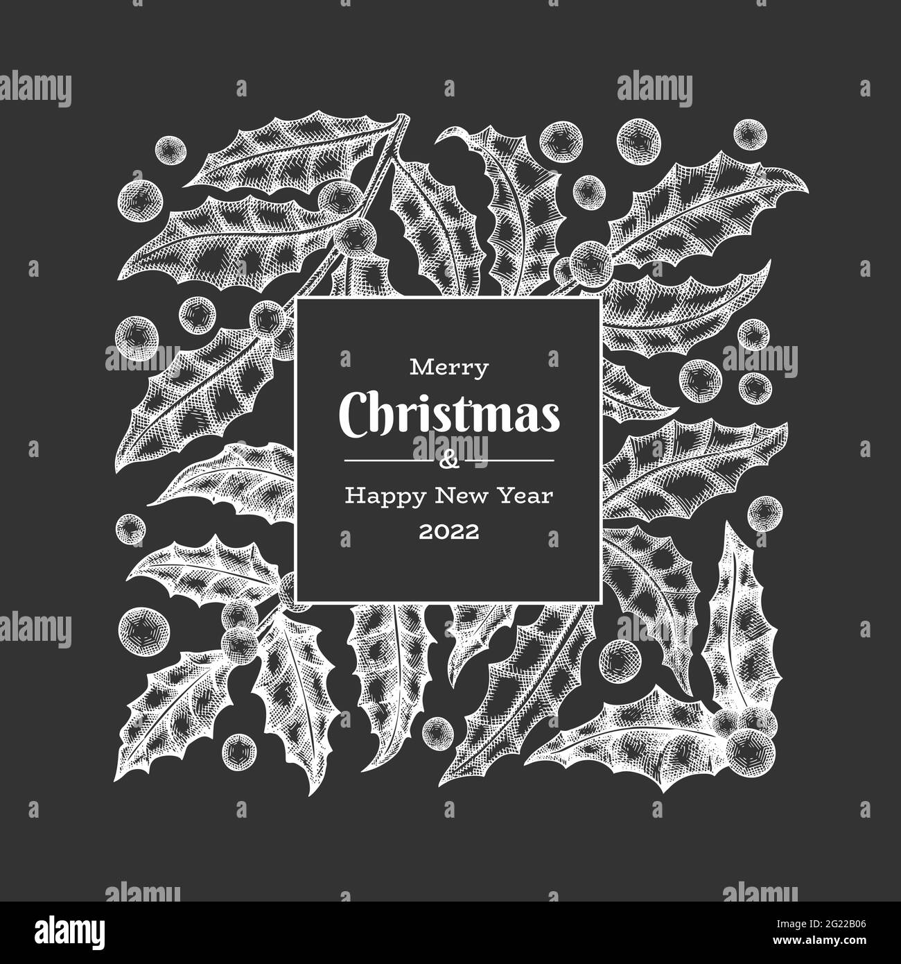 Christmas hand drawn vector greeting card design template. Vintage ...