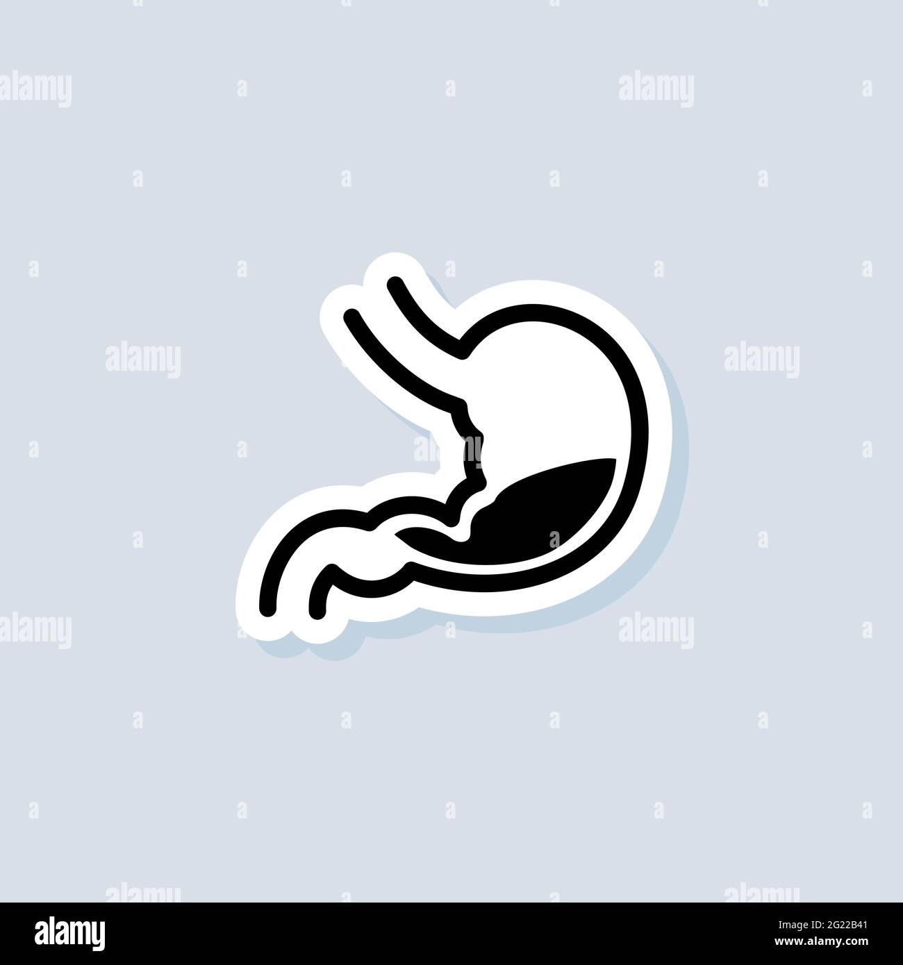 Stomachache sticker. Healthy stomach icon. Vector on isolated ...