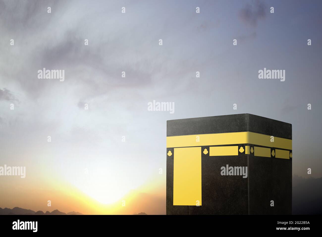 The holy Kaaba with sunset sky background Stock Photo - Alamy