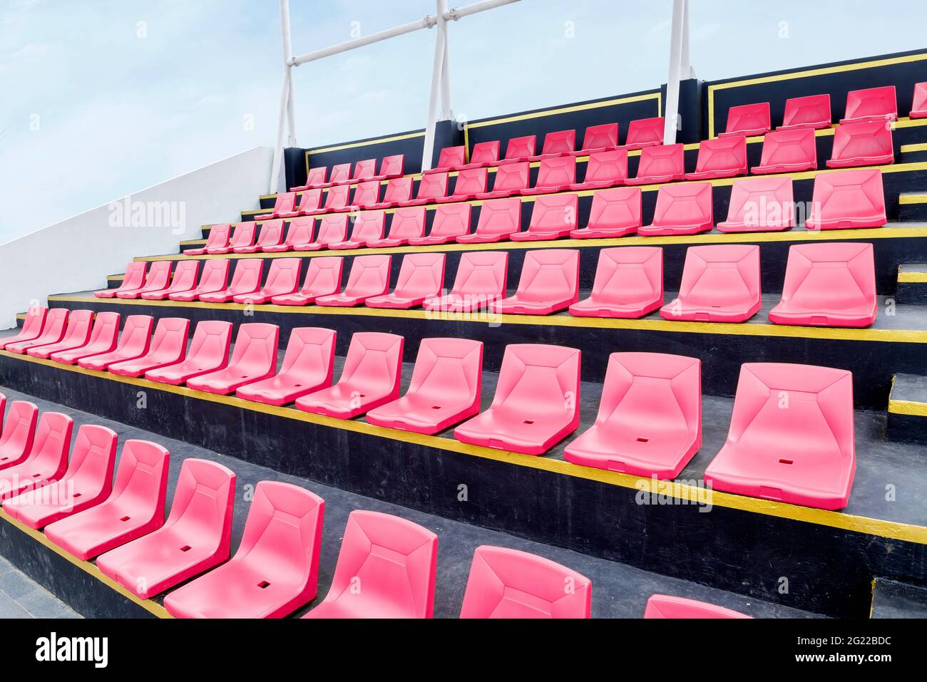 Tribune seat on the stadium sport with blue sky background Stock Photo ...