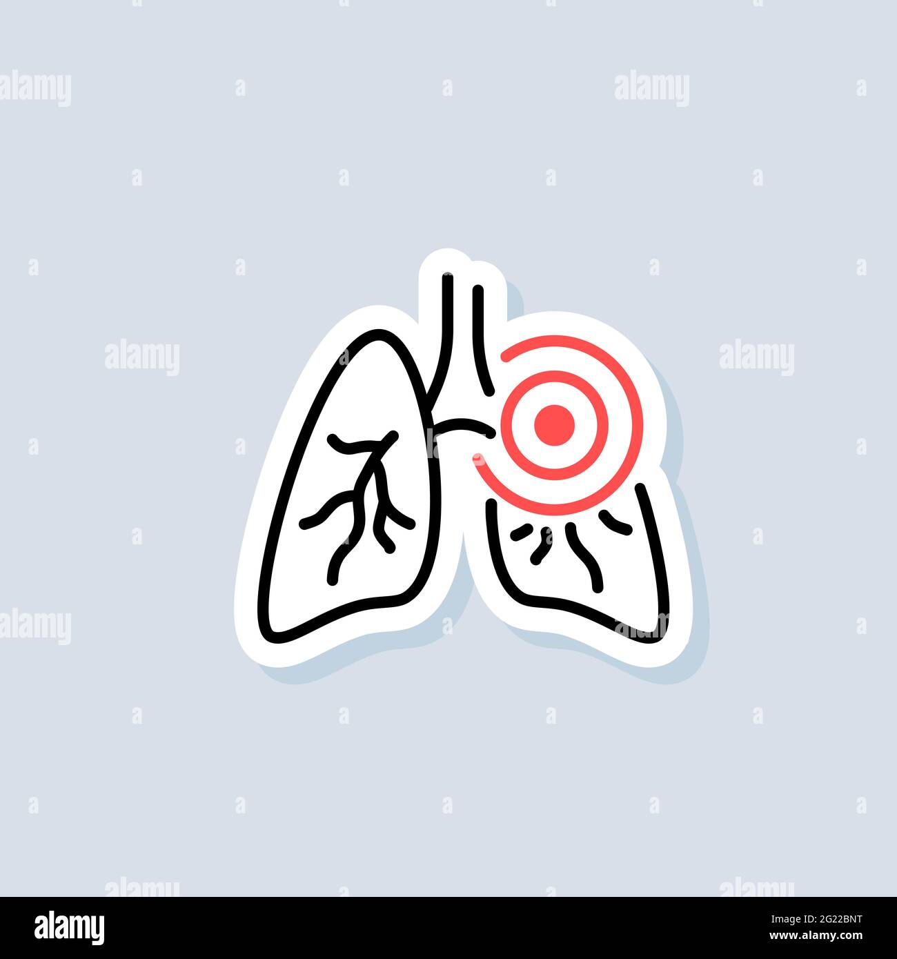 Lungs sticker. Pneumonia icon. Inflammatory in lungs. Asthma or ...