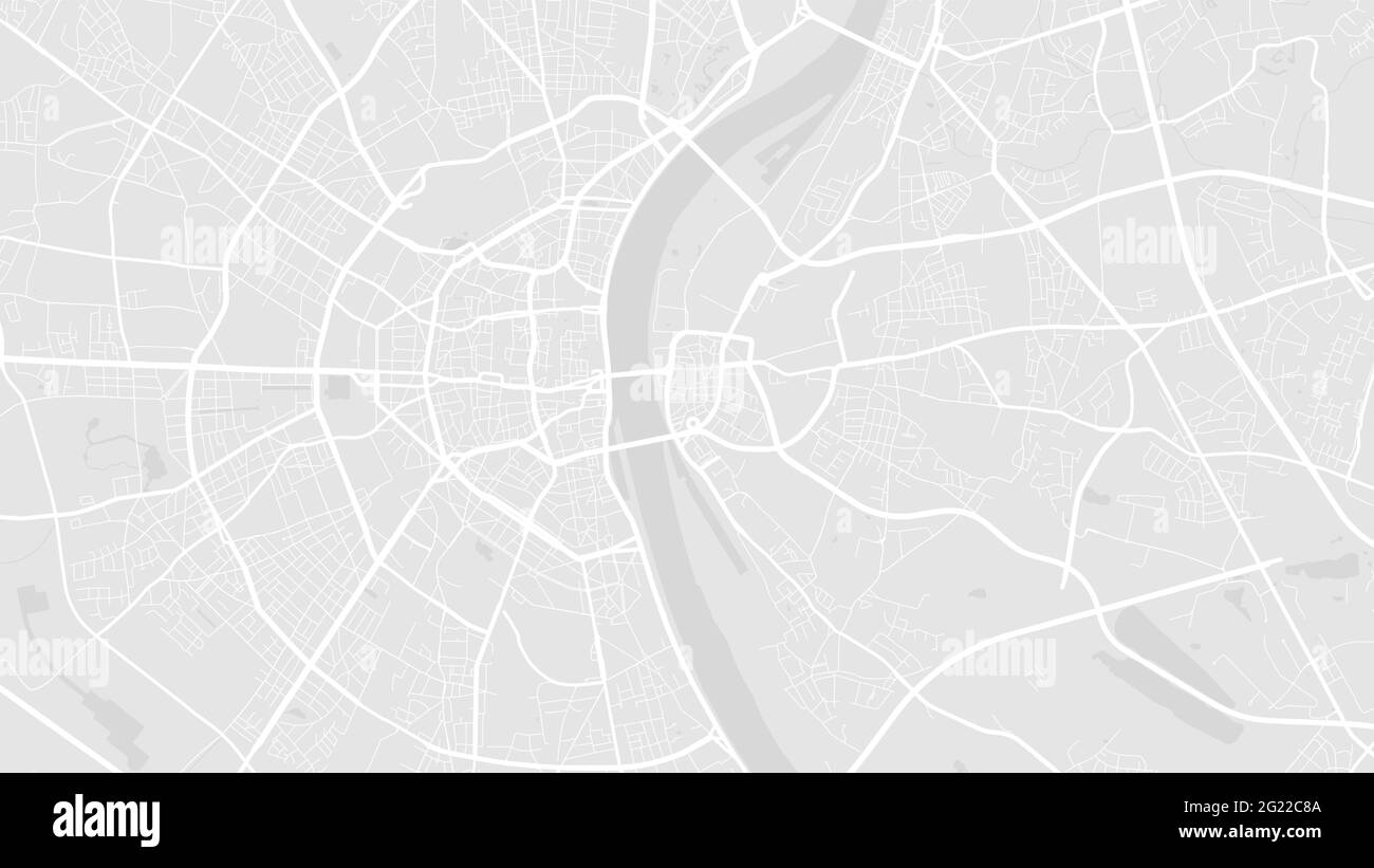 White and light grey Cologne City area vector background map, streets ...
