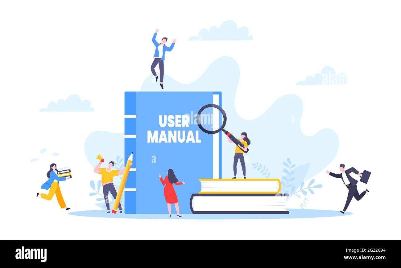 User manual guide book flat style design vector illustration. Tiny ...