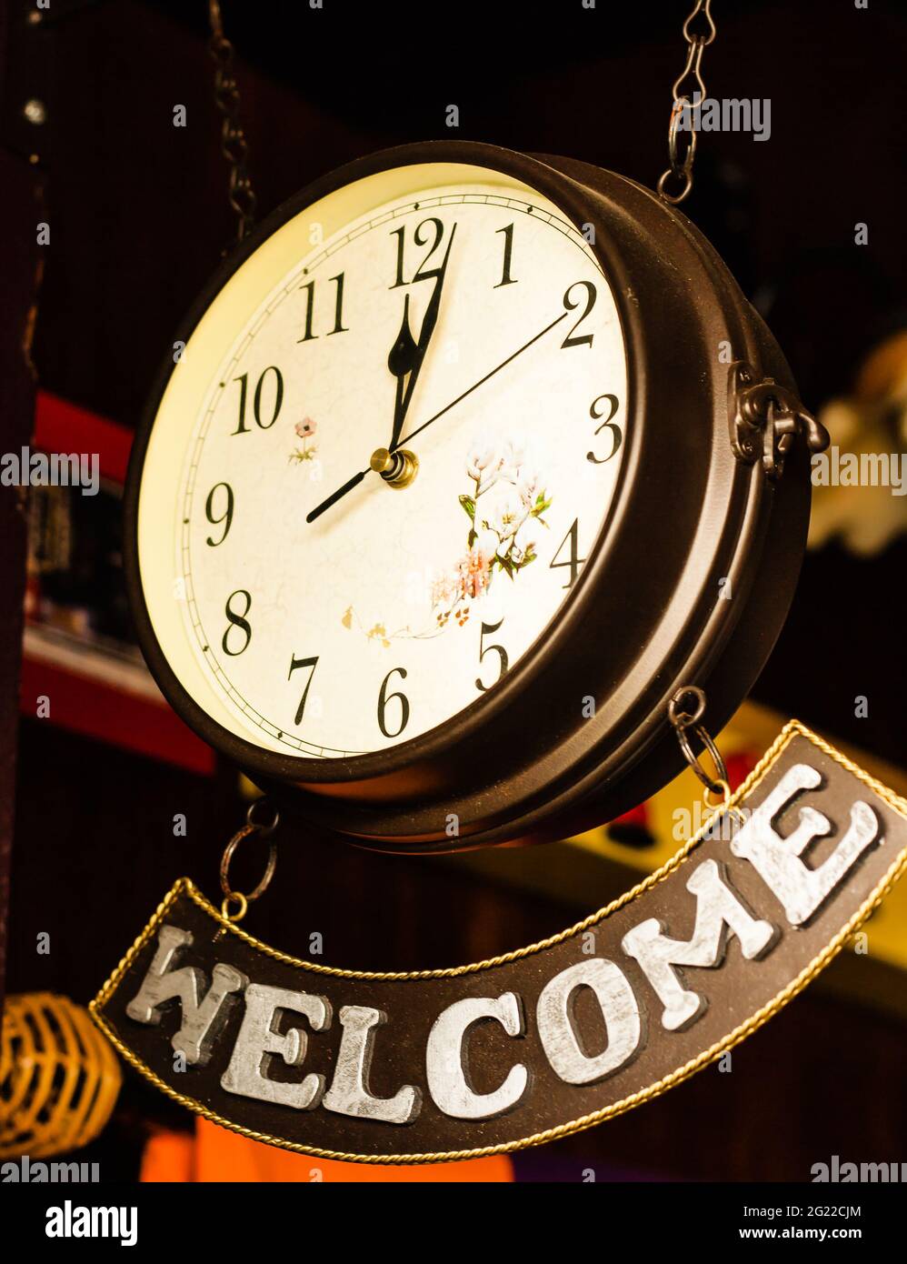 Vintage style hanging clock hi-res stock photography and images - Alamy