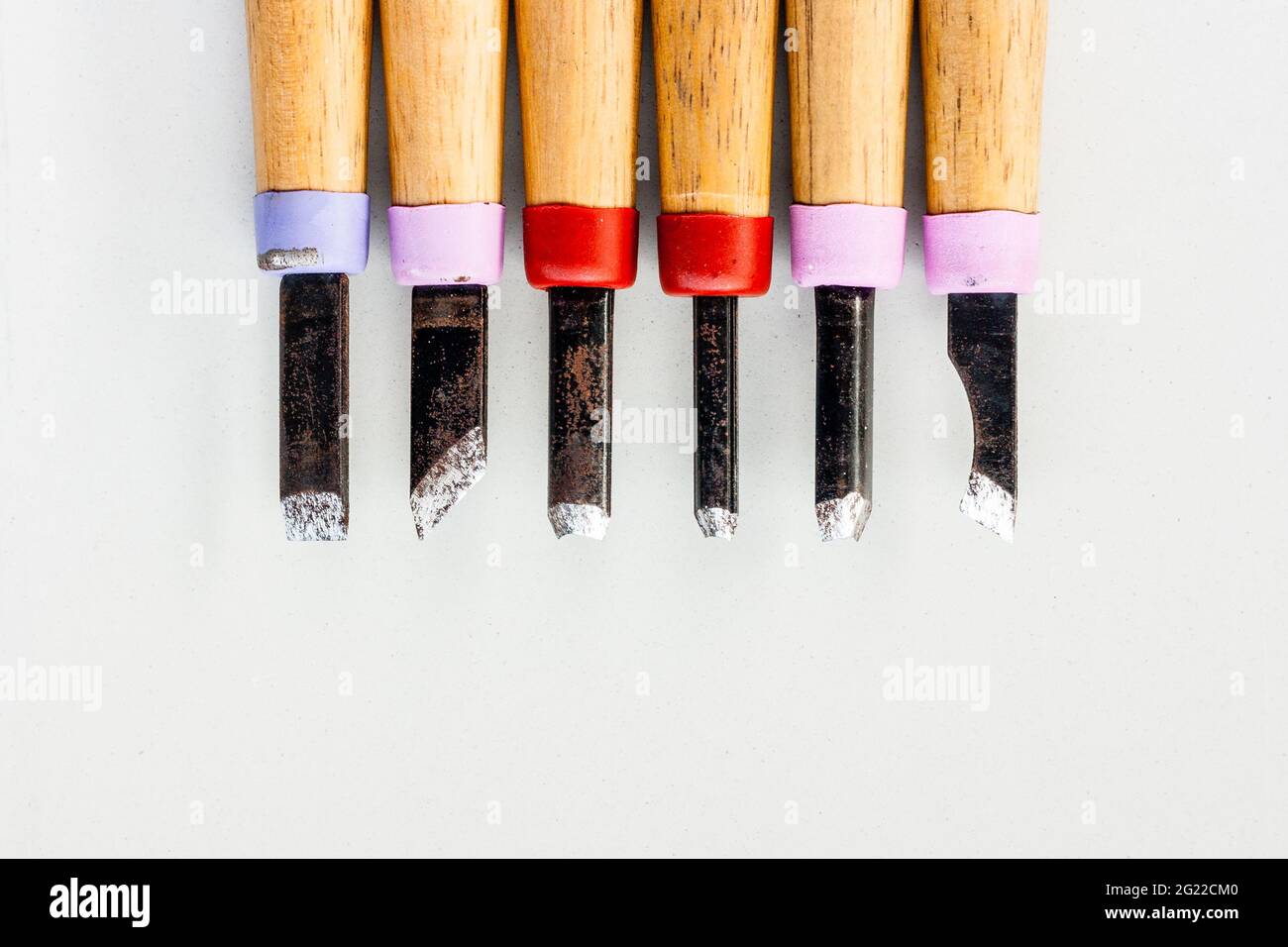 set of carpenter chise on the white background.l Stock Photo - Alamy