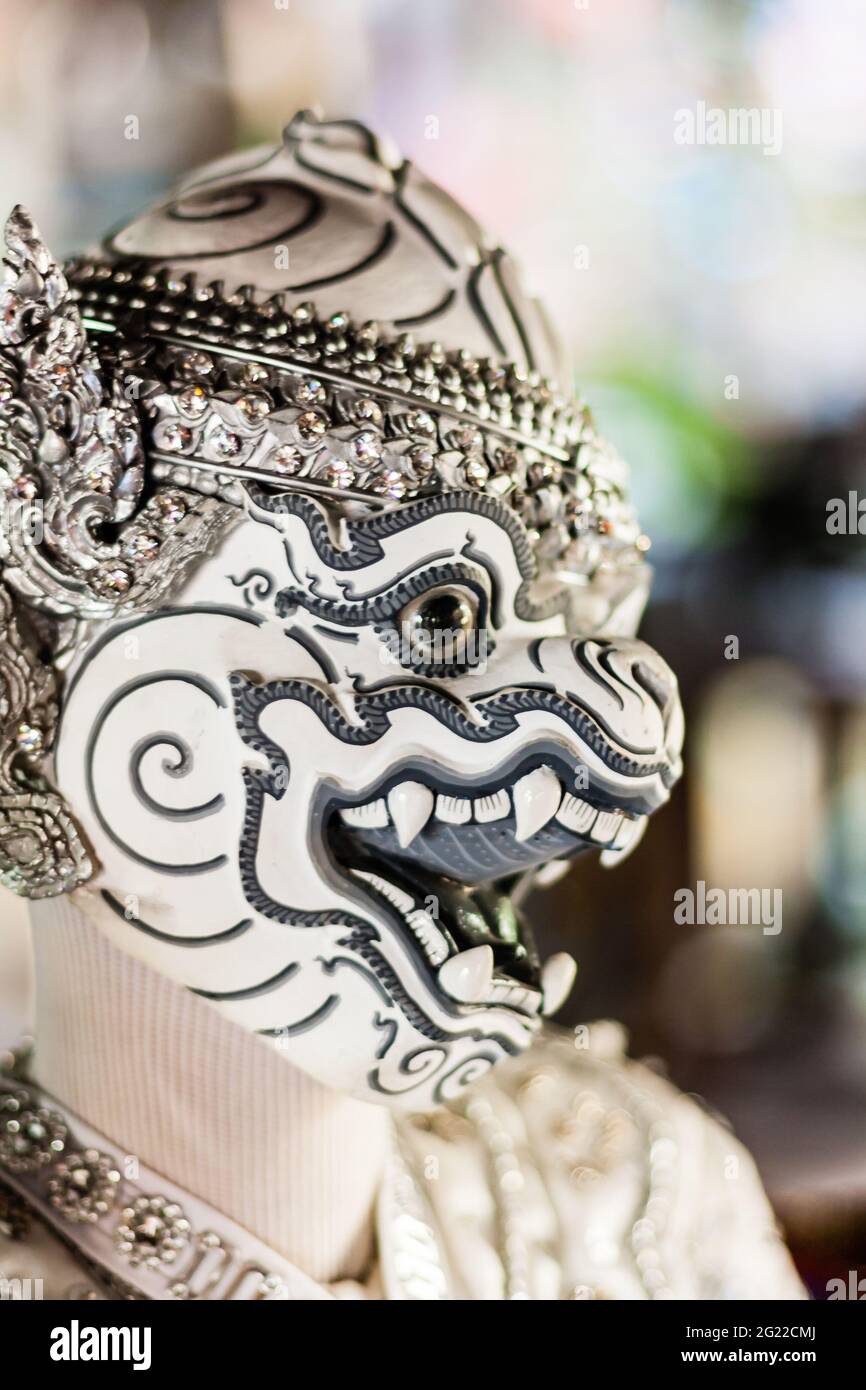 Khon mask used in Thai traditional dance of the Ramayana dance drama in ...