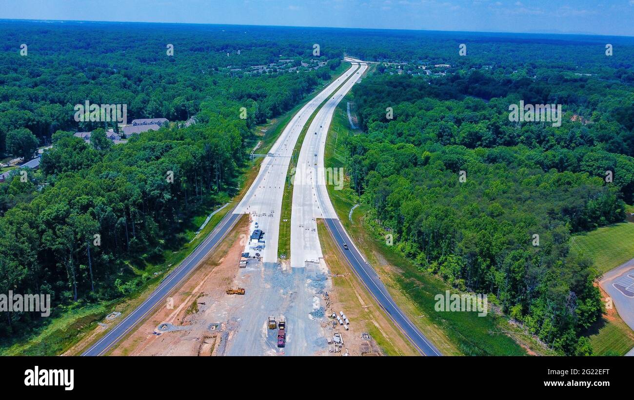 Aerial view of a highway under construction Stock Photo - Alamy