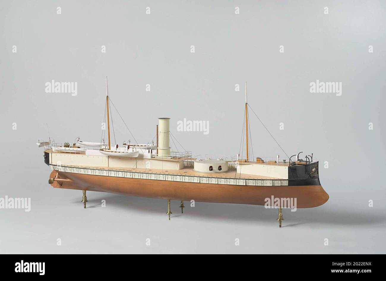 Model of An IronClad Ram Ship. Polychromed and witnessed block model of ...