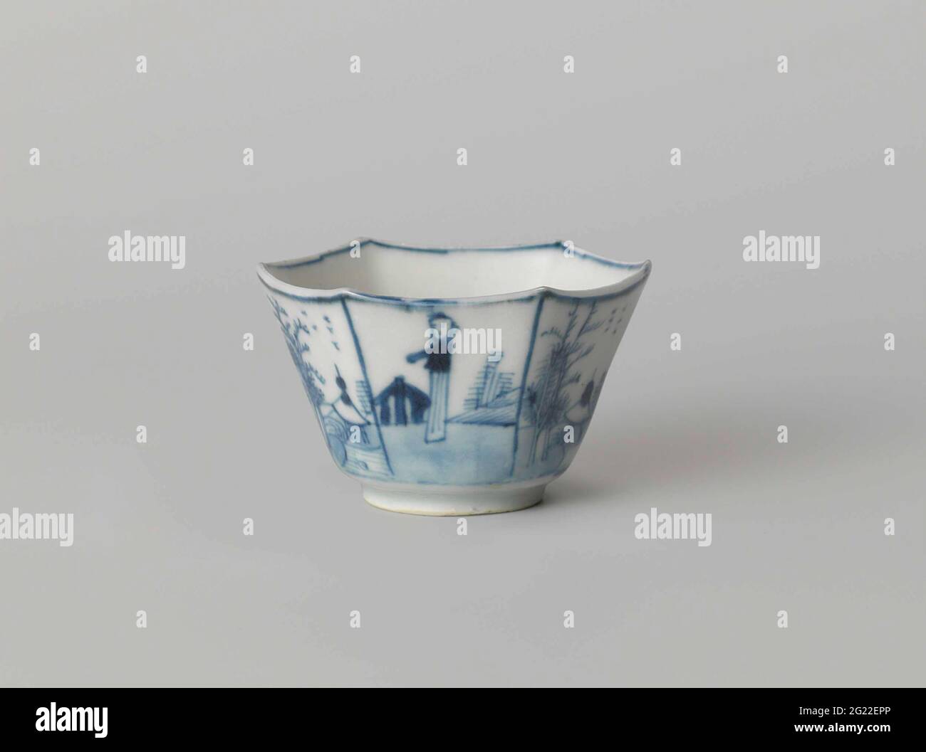 Hexagonal Cup With Landscapes and Figures. Hexagonal head of porcelain ...
