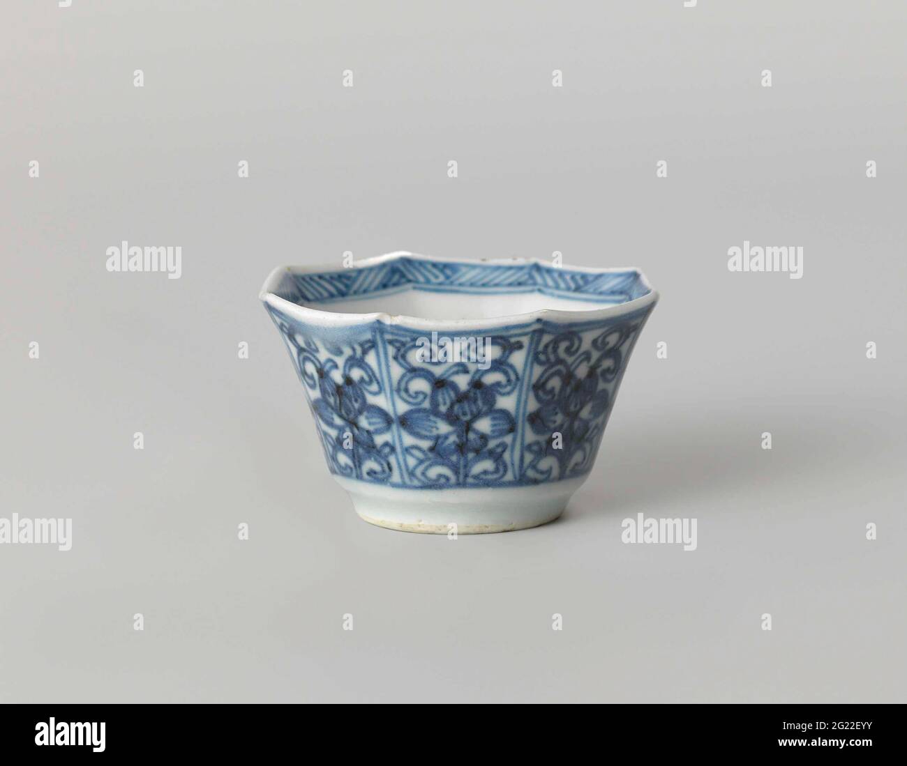 Octagonal Cup With Flower Scrolls in Panel Decoration. Octagonal head ...