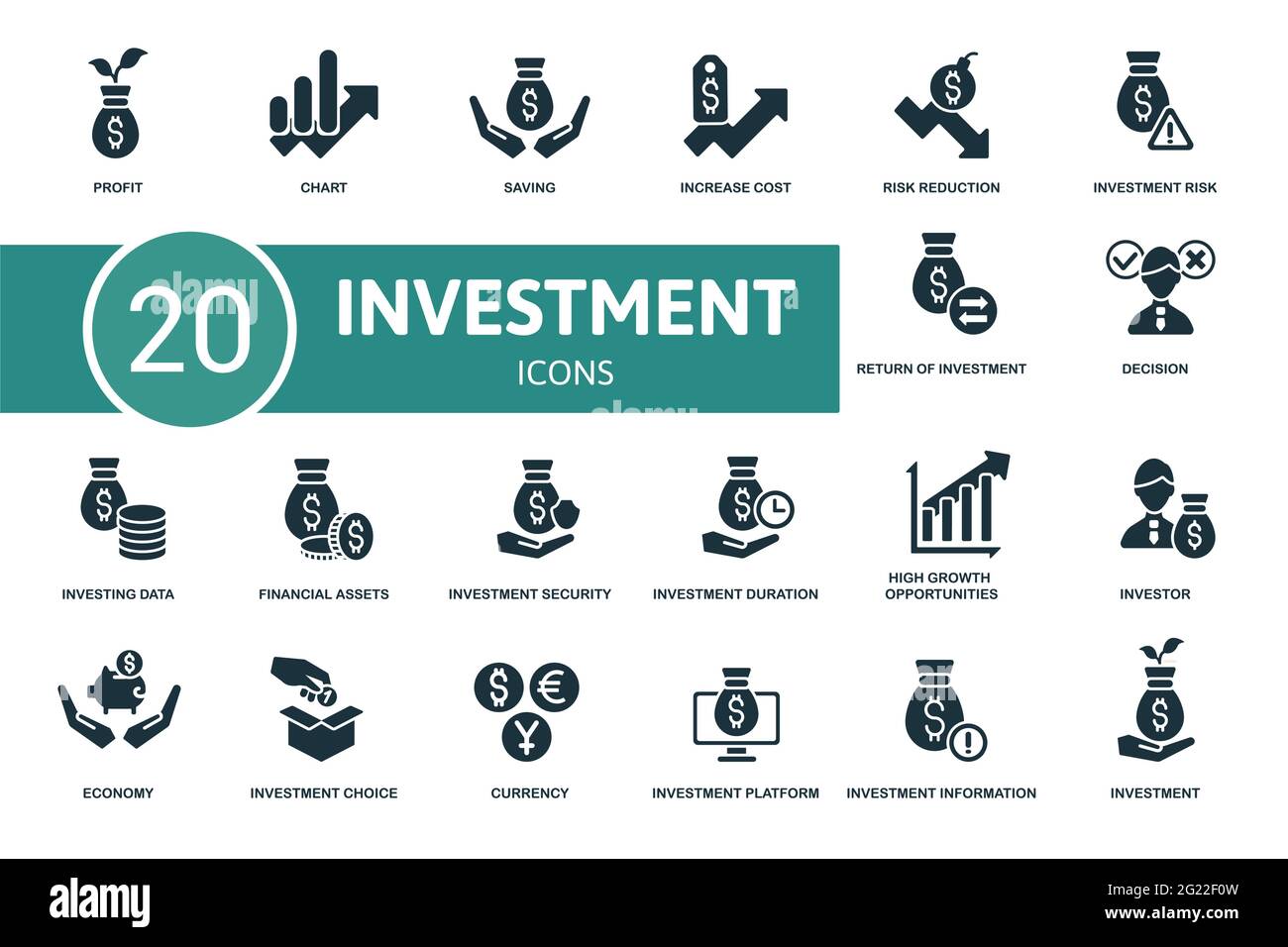 Investment icon set. Contains editable icons investment theme such as ...