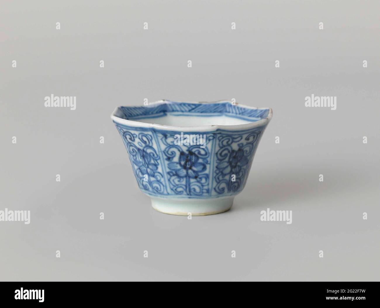 Octagonal Cup With Flower Scrolls in Panel Decoration. Octagonal head ...