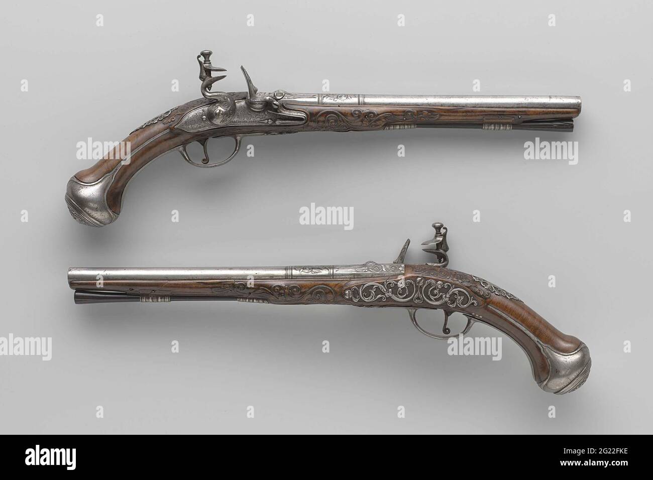 Pair of flintlock pistols. Jan Knoop of Utrecht was one of the leading ...