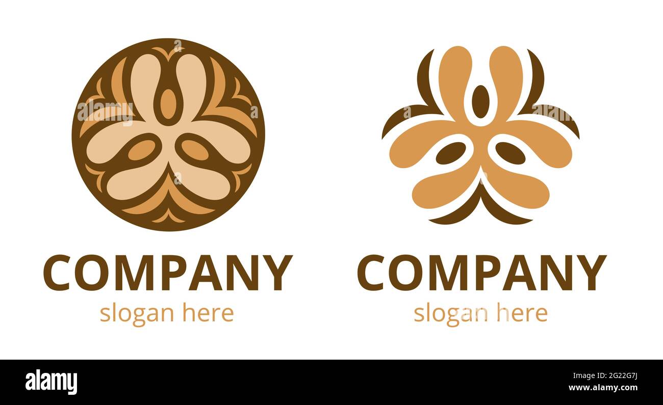 Set of abstract geometrical shape logo.Coffee icon, brown shades ...