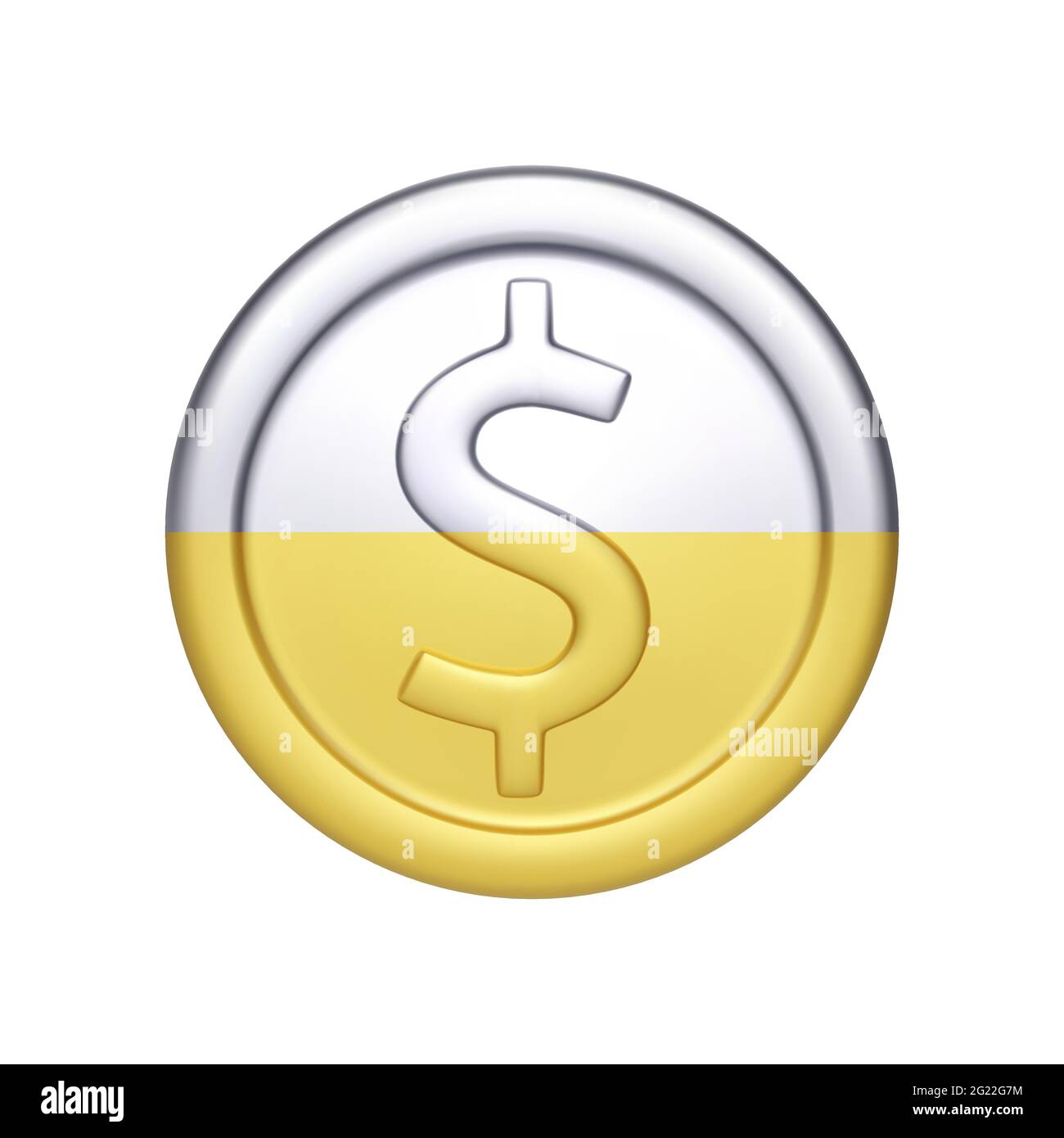 Silver and gold coin with dollar symbol. Metallic money. Vector ...
