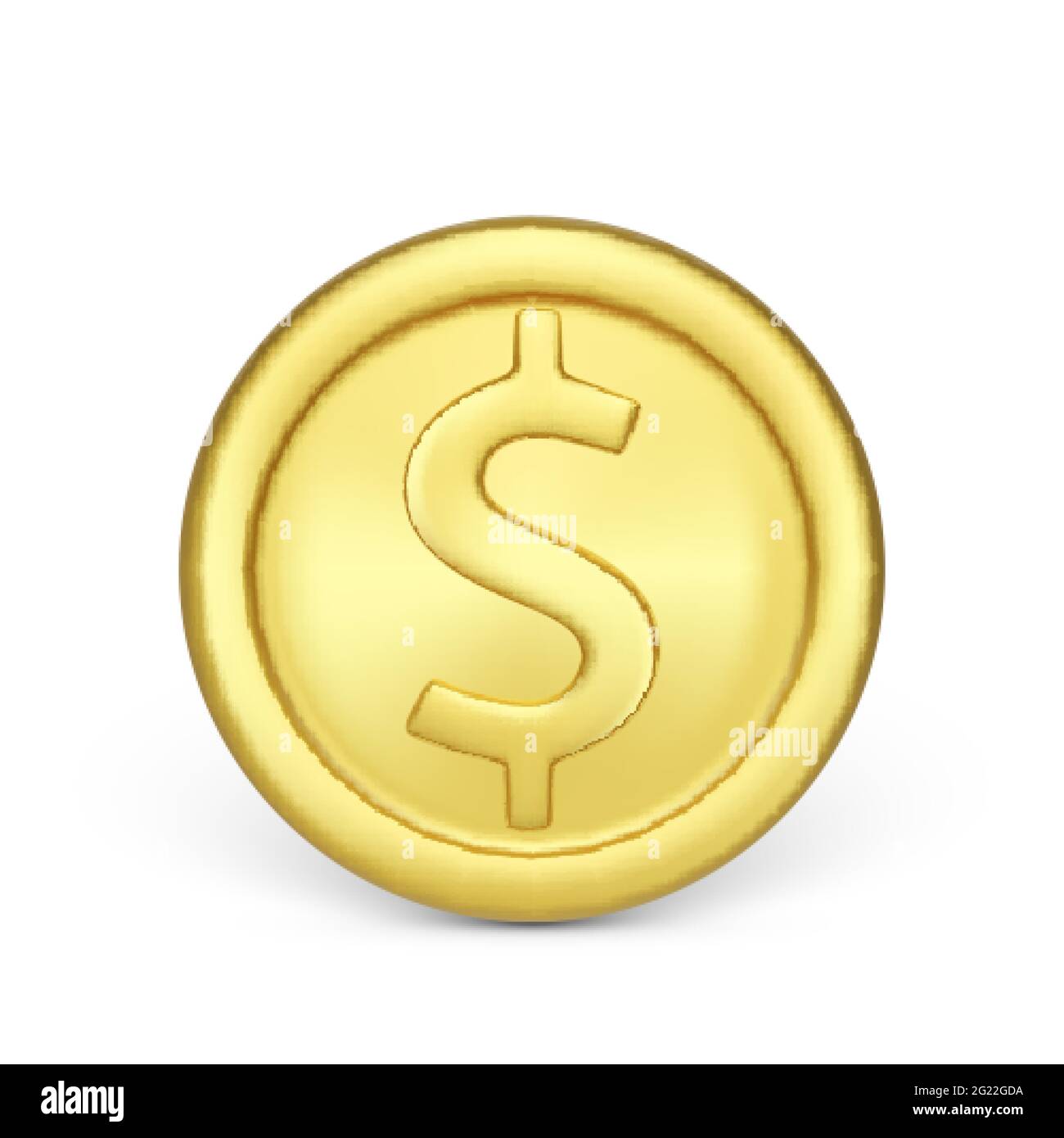 Golden coin front view. Finance and money. Realistic render of metallic ...