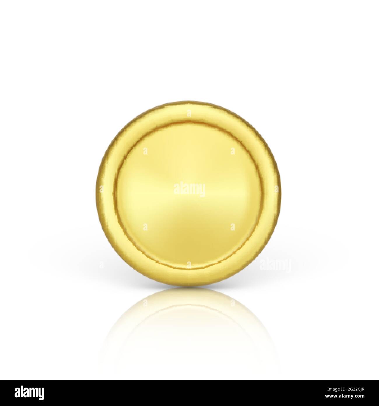 Golden coin front view. Realistic render of metallic coin. Finance and ...
