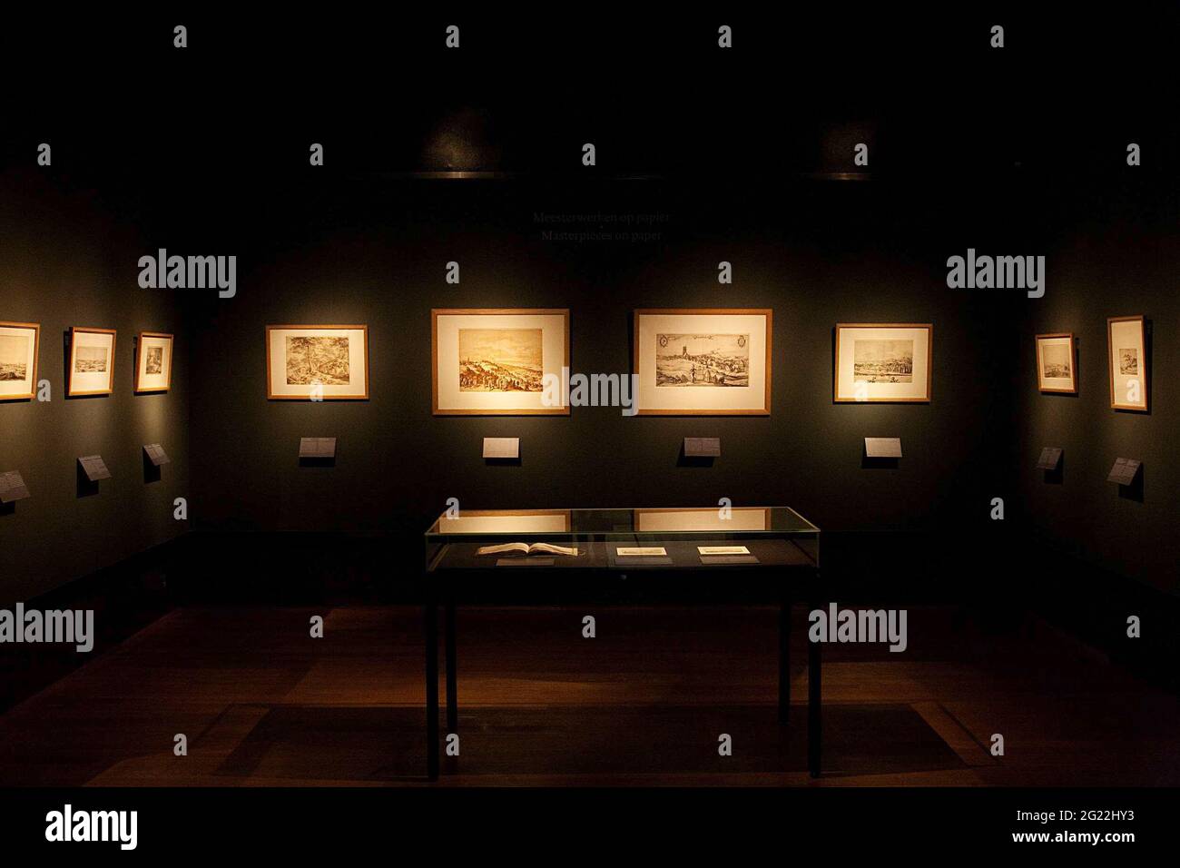 Room with dune landscapes on the wall and in a display case; Exhibition ...