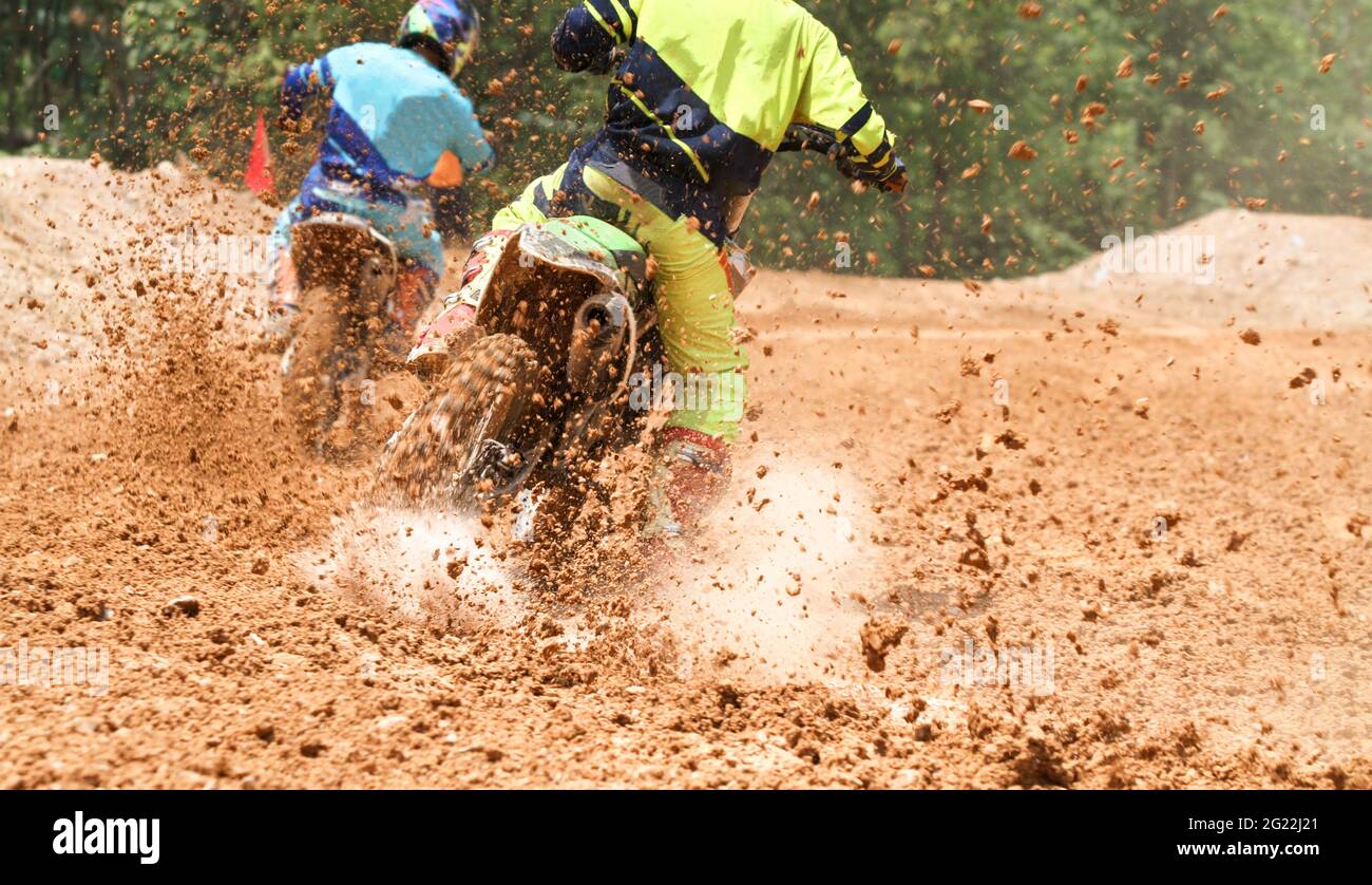 Motocross racer accelerating in dirt track hi-res stock photography and ...