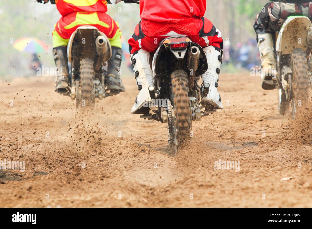 motocross racer accelerating speed in track Stock Photo - Alamy