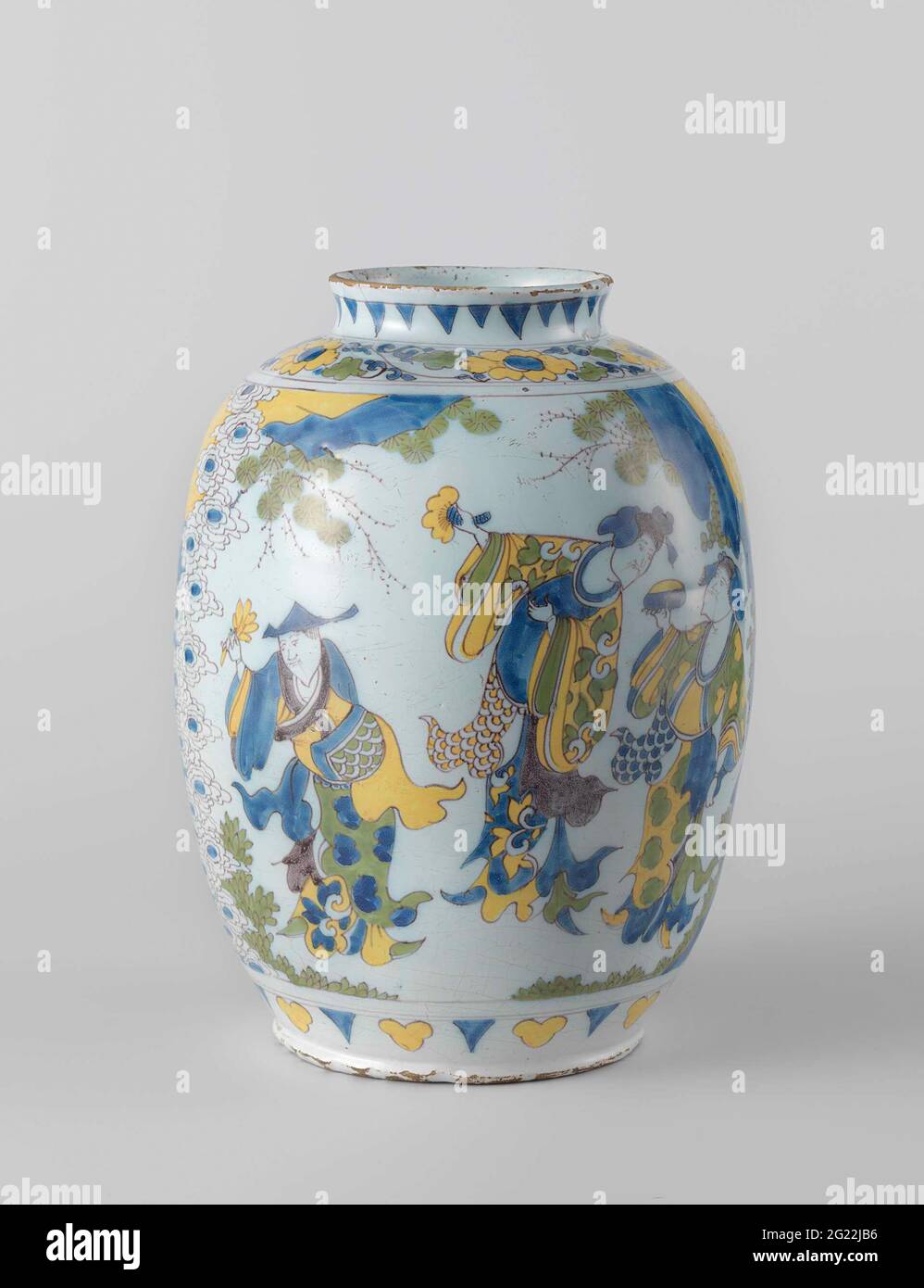 Pot of pottery with chinese motifs .. pot of pottery, egg-shaped with ...