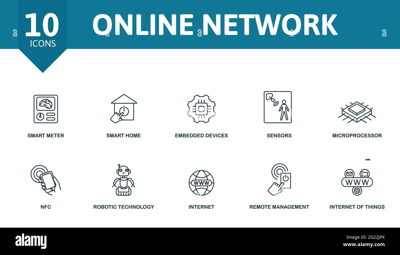 Online Network icon set. Contains editable icons internet of things ...