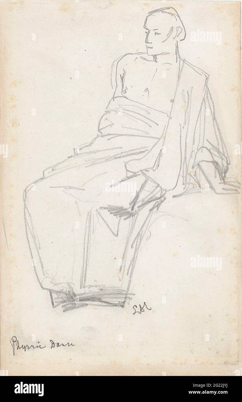 Study of a sitting figure; Pyrrhic dance. Study of a sitting figure for ...
