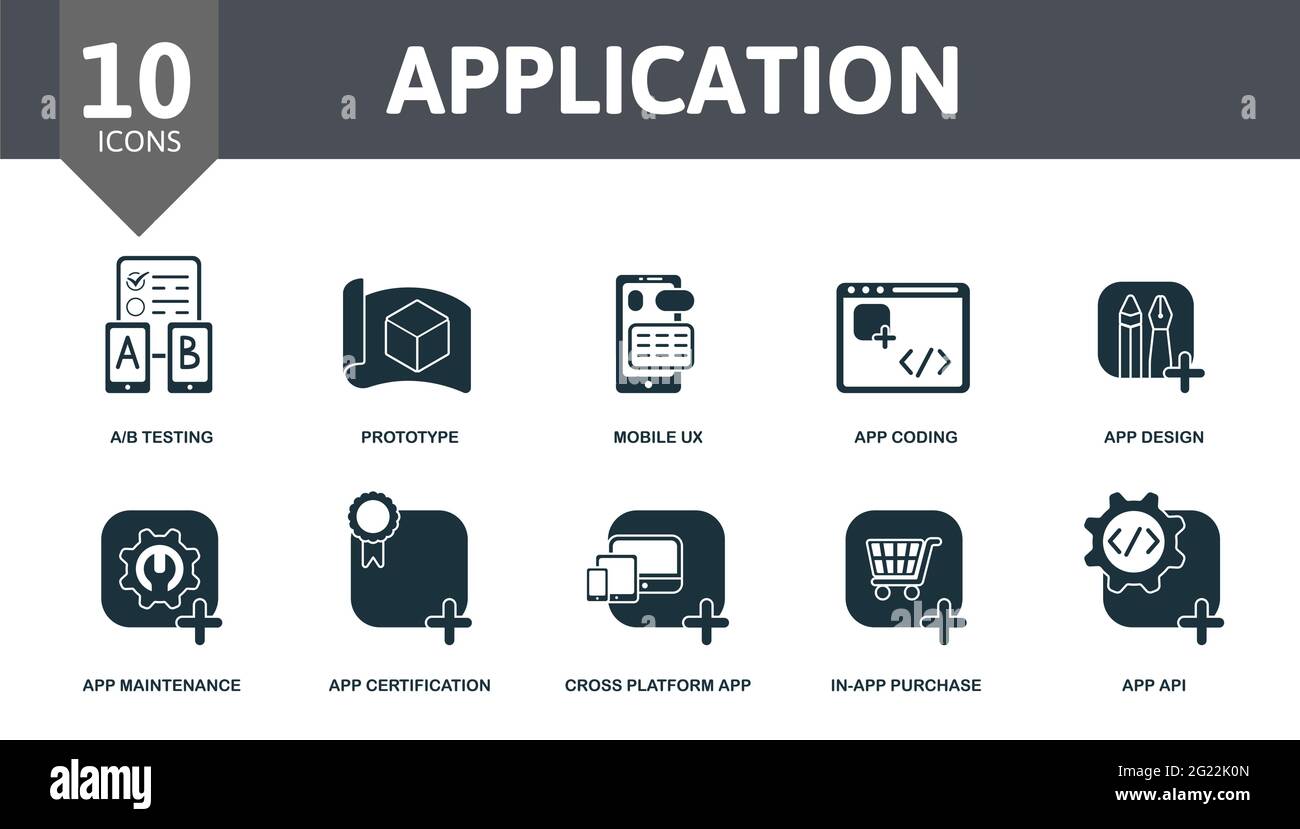 Application icon set. Contains editable icons mobile app development ...