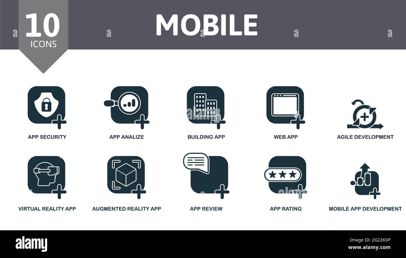 Mobile icon set. Contains editable icons mobile app development theme ...